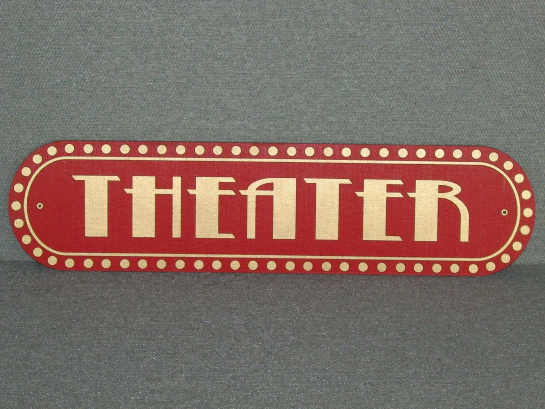 Vintage Style Red and Gold Theater Wall Sign Movie Home Decor - Etsy