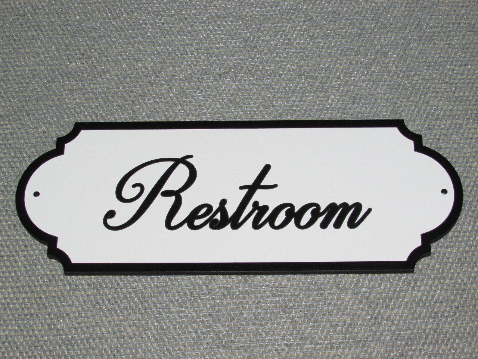 Restroom Wooden Door Sign Plaque Restroom 9" X 3 1/2" White With Black ...