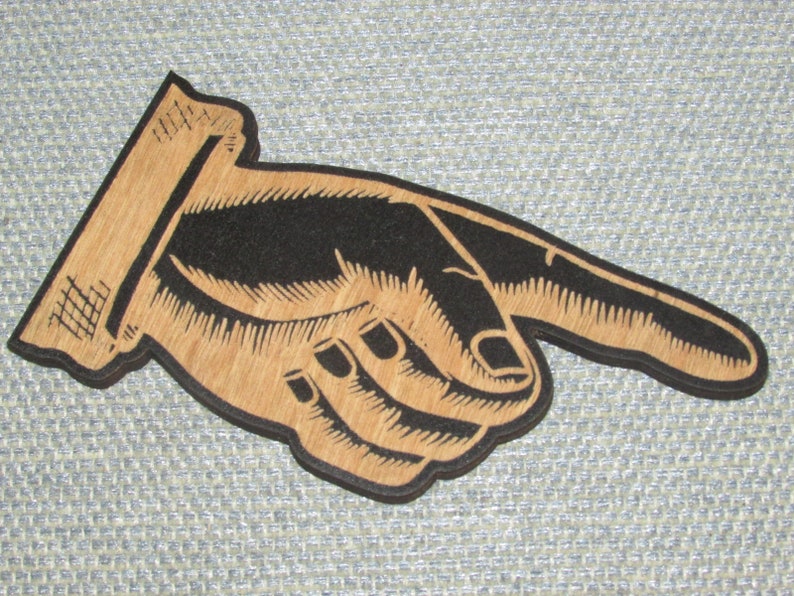 Left & Right Wooden Pointing Fingers Set Wall Signs Choice of Size - Etsy