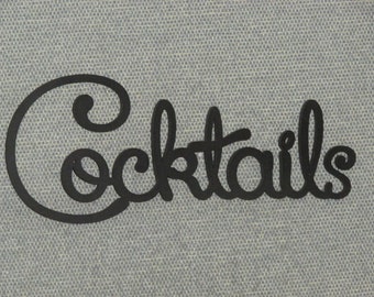 Art Deco Style Wood Cocktails Word Left Arrow Bar Sign Wall | Etsy