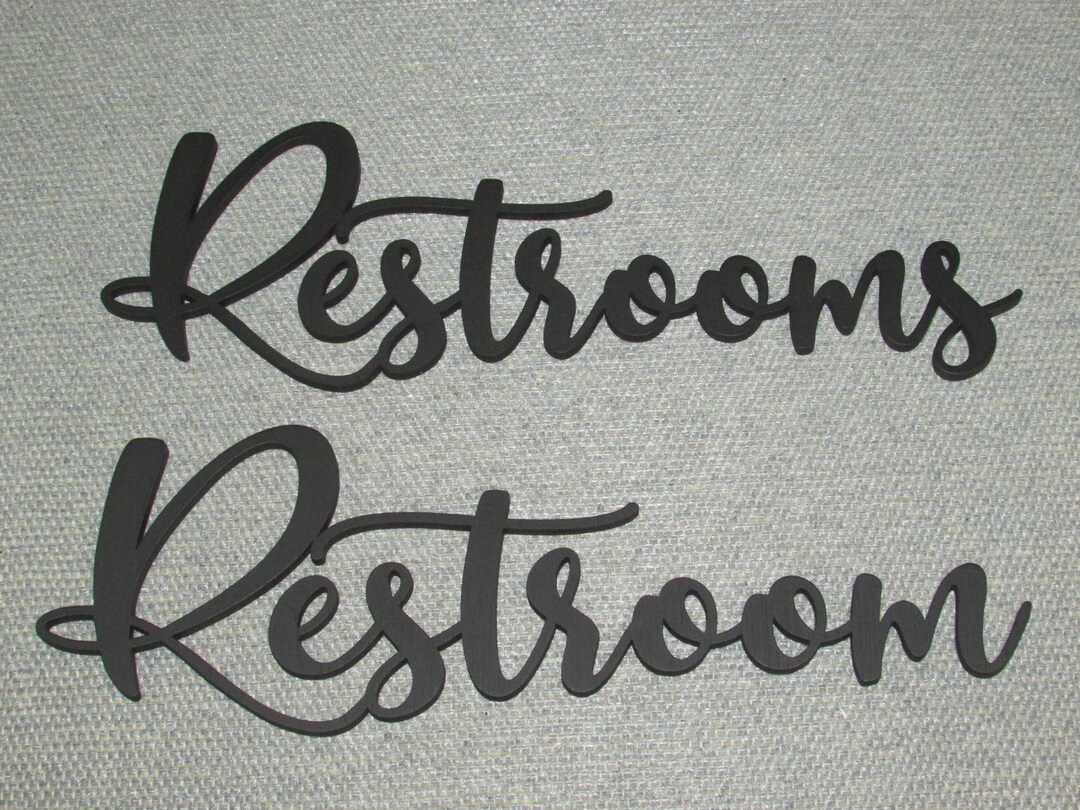 Restroom or Restrooms Script Word Sign, Choice of Color and Size, Free ...