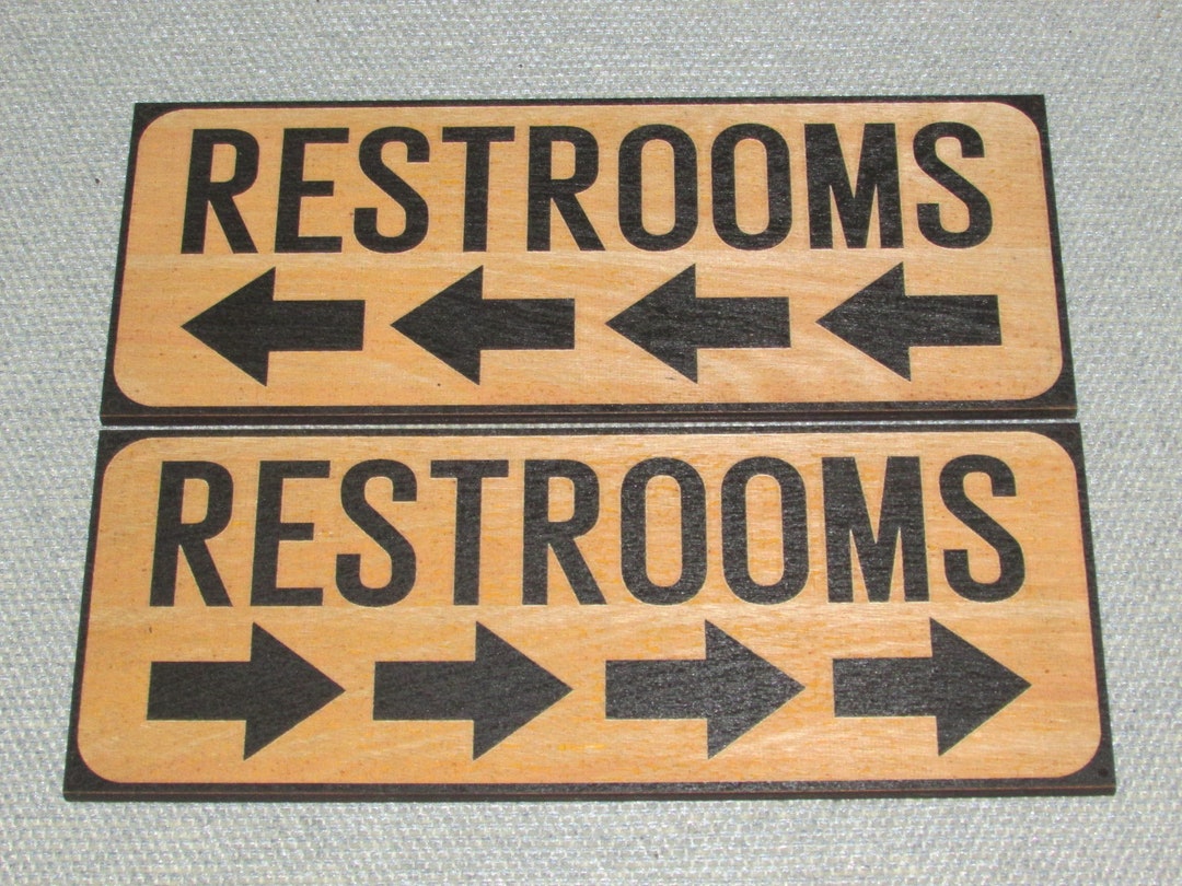 Rustic RESTROOMS Pointing Arrow Direction Sign, Choose Left or Right ...