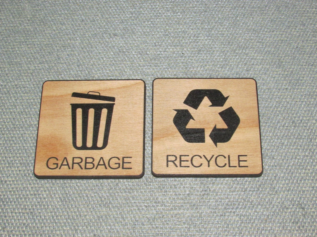 Recycle & Garbage Rustic Wood Sign Set, Free Shipping - Etsy