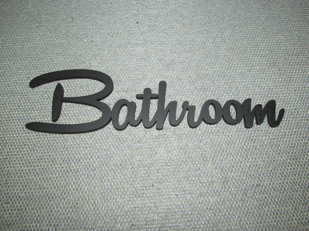 Mid Century Bathroom Door Script Word Sign - Etsy