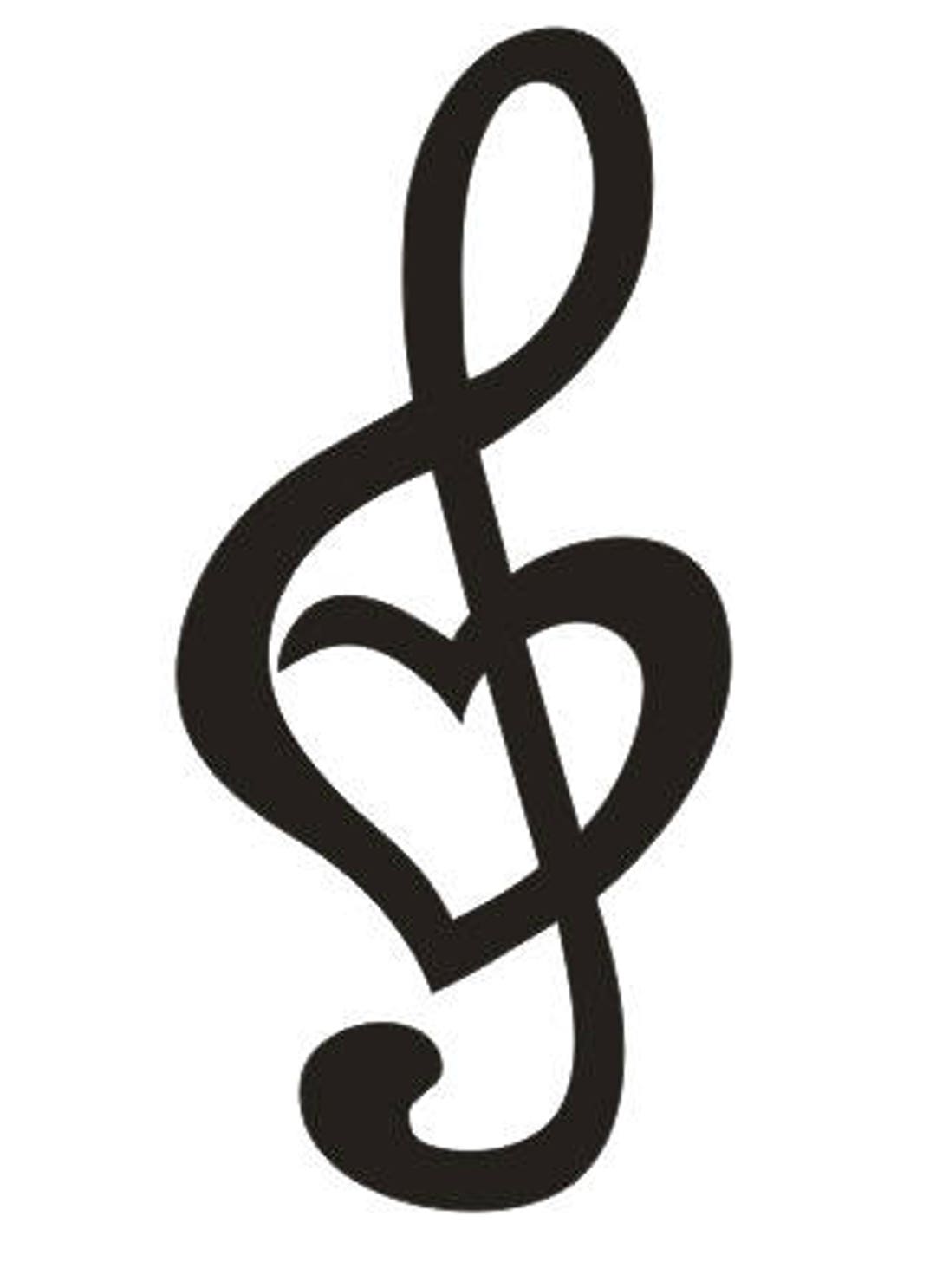 12" Wood Treble Clef & Heart Musical Music Note Wall Art Decor - Etsy