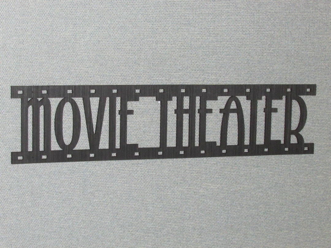 Movie Theater Film Strip Laser Cut Wooden Wall Words Hanging Sign Art ...