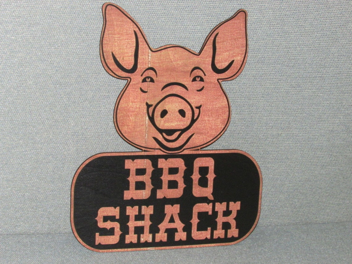 BBQ Shack Rustic Wooden Pig Sign BAR-B-Q Barbeque Bar B Que | Etsy