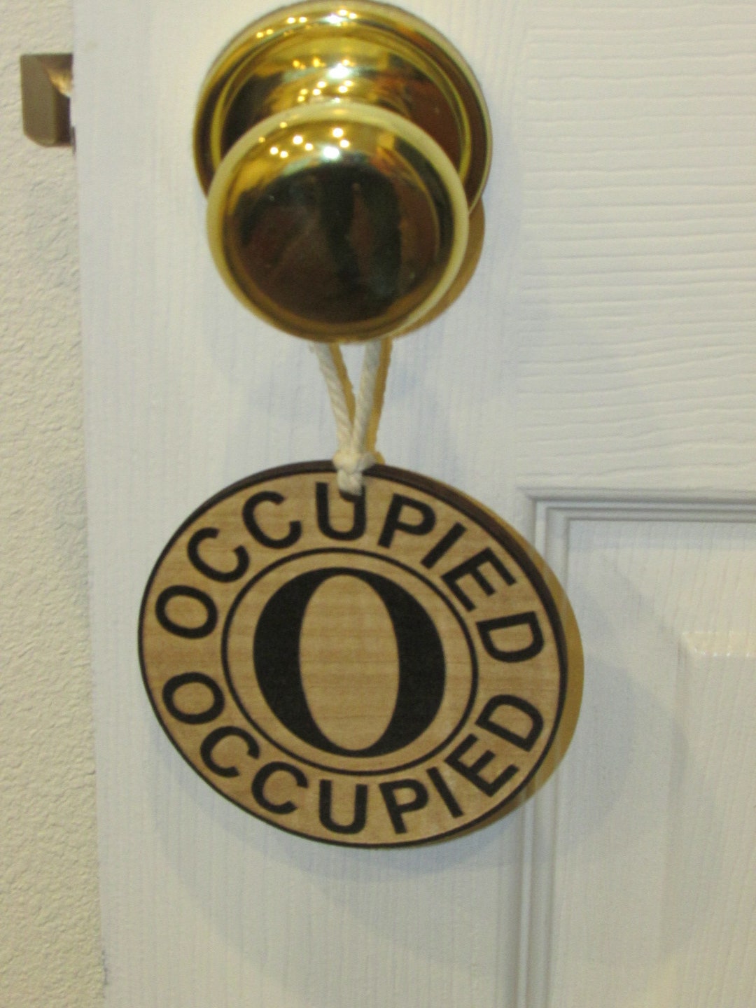 Occupied / Vacant Two Sided 4" Round Reversible Hanging Rustic Wooden ...