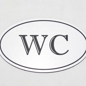 WATER CLOSET WC Wooden Door Sign Plaque Restroom 5" X 3" White With ...