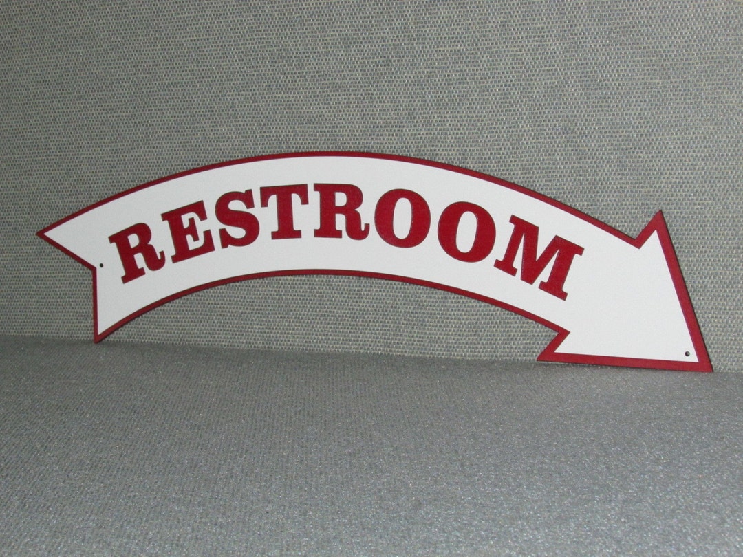 Custom Curved Restroom Right Pointing Arrow Wall Sign - Etsy