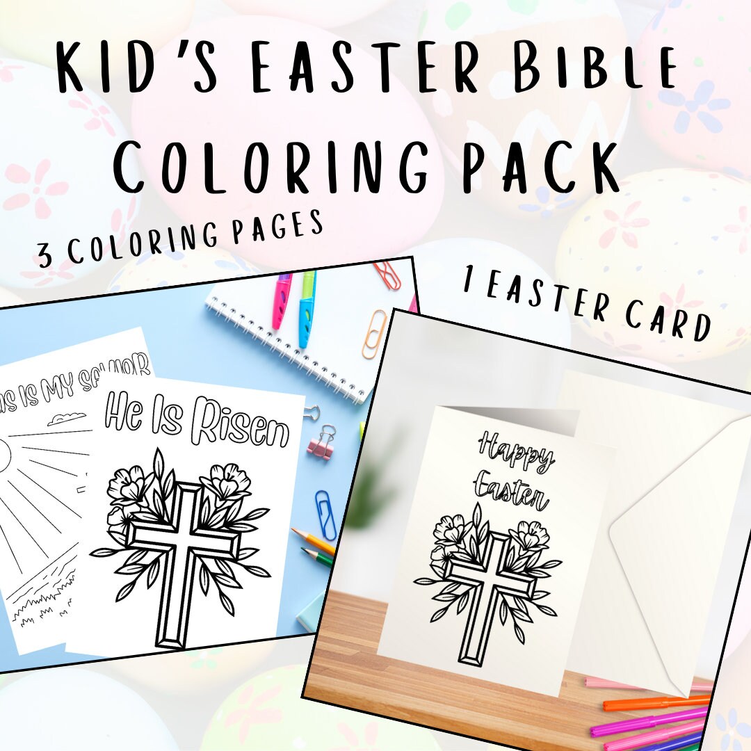Printable Religious Easter Bundle, Biblical Coloring Pages and Card - Etsy
