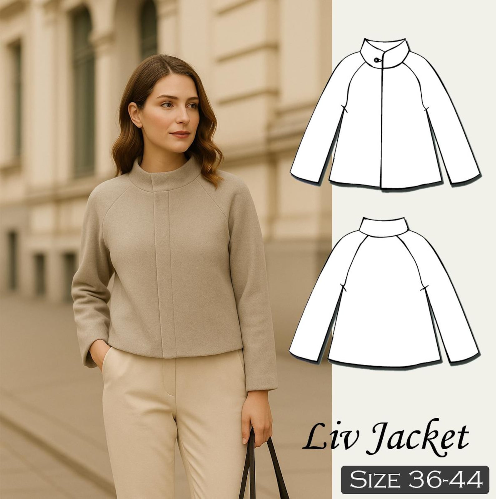 Liv Jacket Sewing Pattern PDF A4 & A0 | Women's Jacket Pattern | High ...