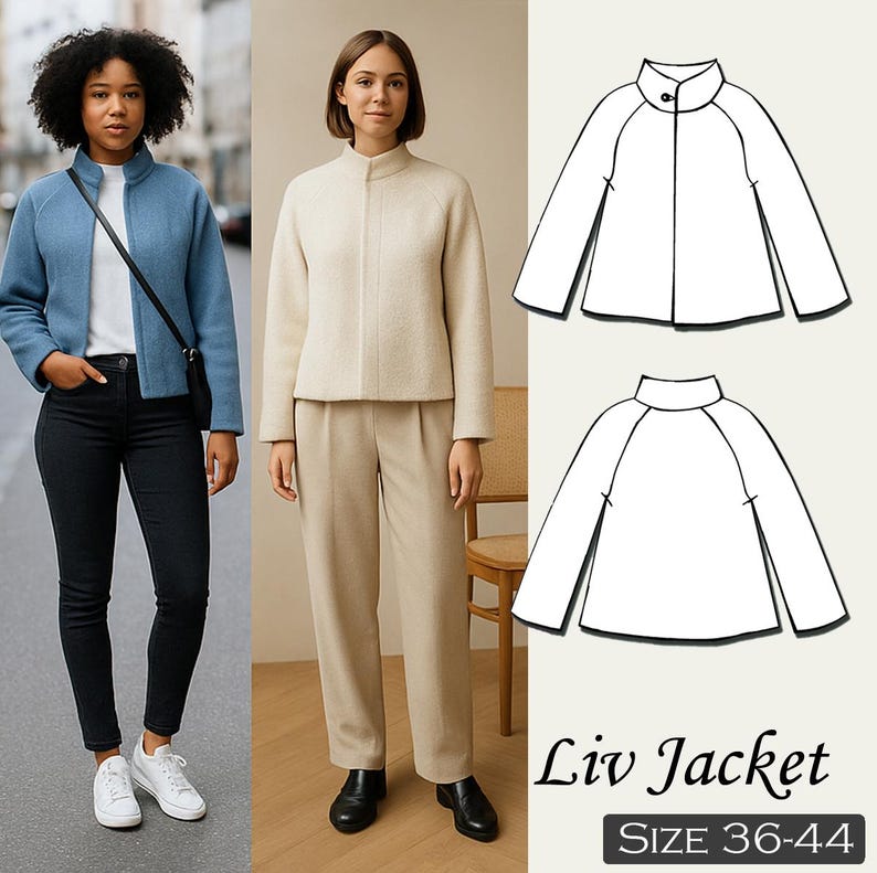 Liv Jacket Sewing Pattern PDF A4 & A0 | Women's Jacket Pattern | High ...