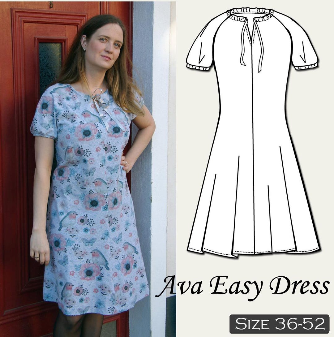 PDF Sewing Pattern Dress – AVA Easy Dress – DIY Summer Dress for Women ...