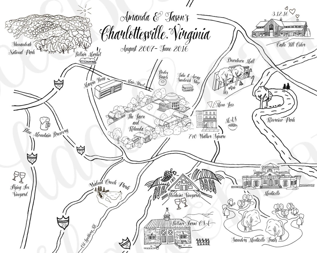 Our Story Map Custom Hand Drawn Wedding Map Printable Map - Etsy