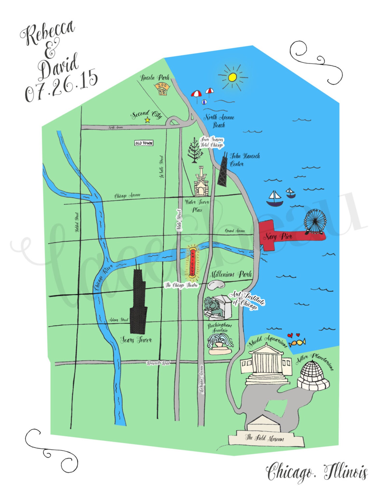 Our Story Map Custom Hand Drawn Wedding Map Printable Map | Etsy