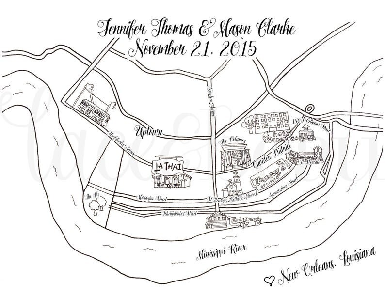 Our Story Map Custom Hand Drawn Wedding Map Printable Map | Etsy