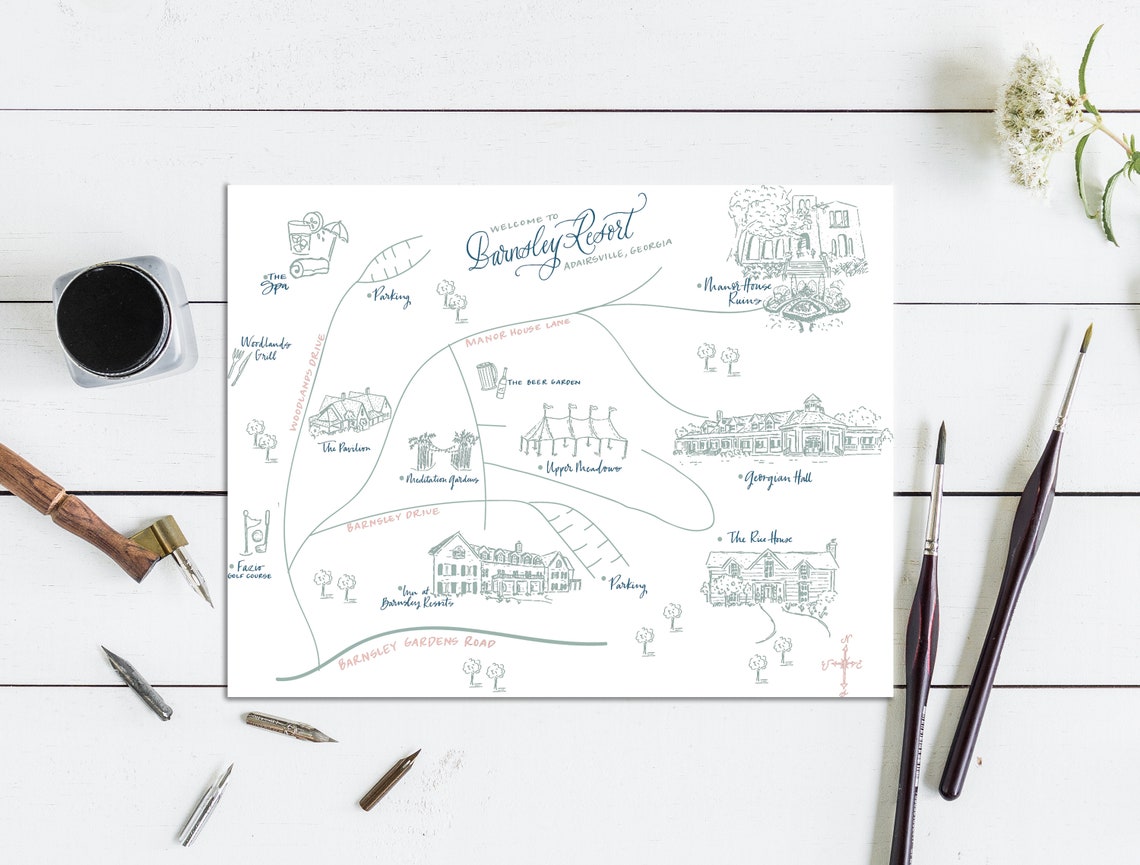 Custom Wedding Map - Etsy