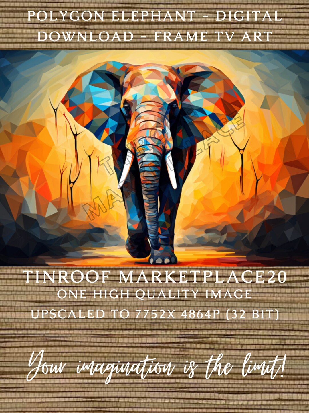 Polygon Elephant Samsung Frame TV Art Digital Download Abstract Africa ...