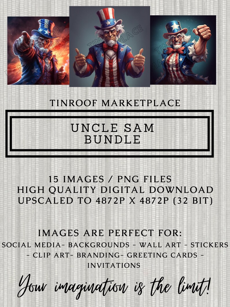 Uncle Sam Art Bundle High Quality Uncle Sam Digital Images Commercial ...