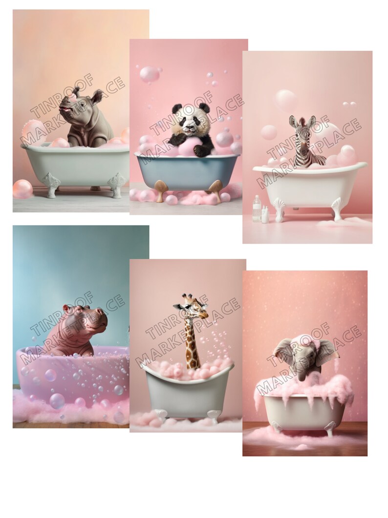 Cute Animals in Bubble Bath Bundle High Quality Adorable Baby Animal in ...
