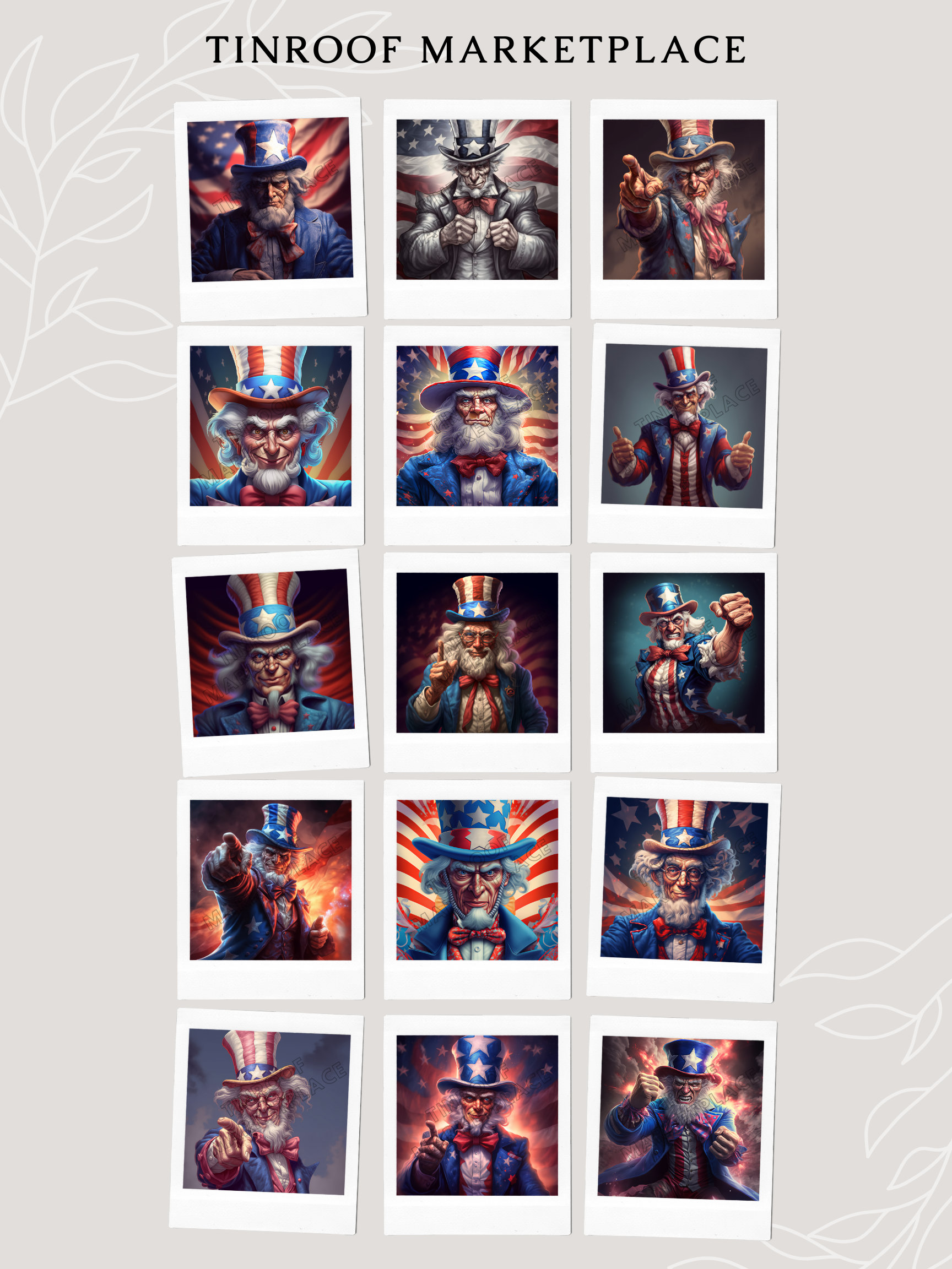 Uncle Sam Art Bundle High Quality Uncle Sam Digital Images Commercial ...
