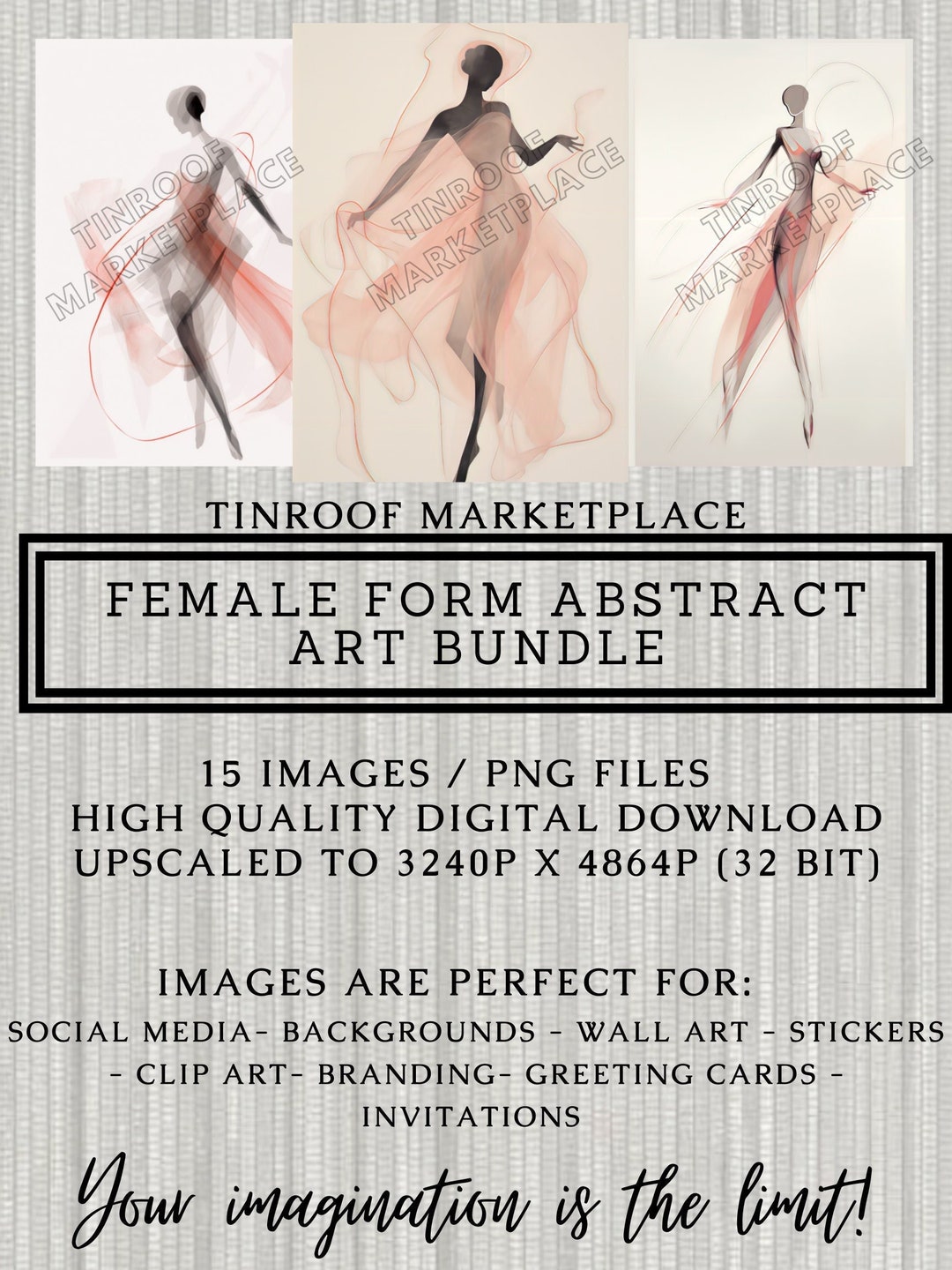 Abstract Female Form Art Bundle High Quality Woman Figure Pink and ...