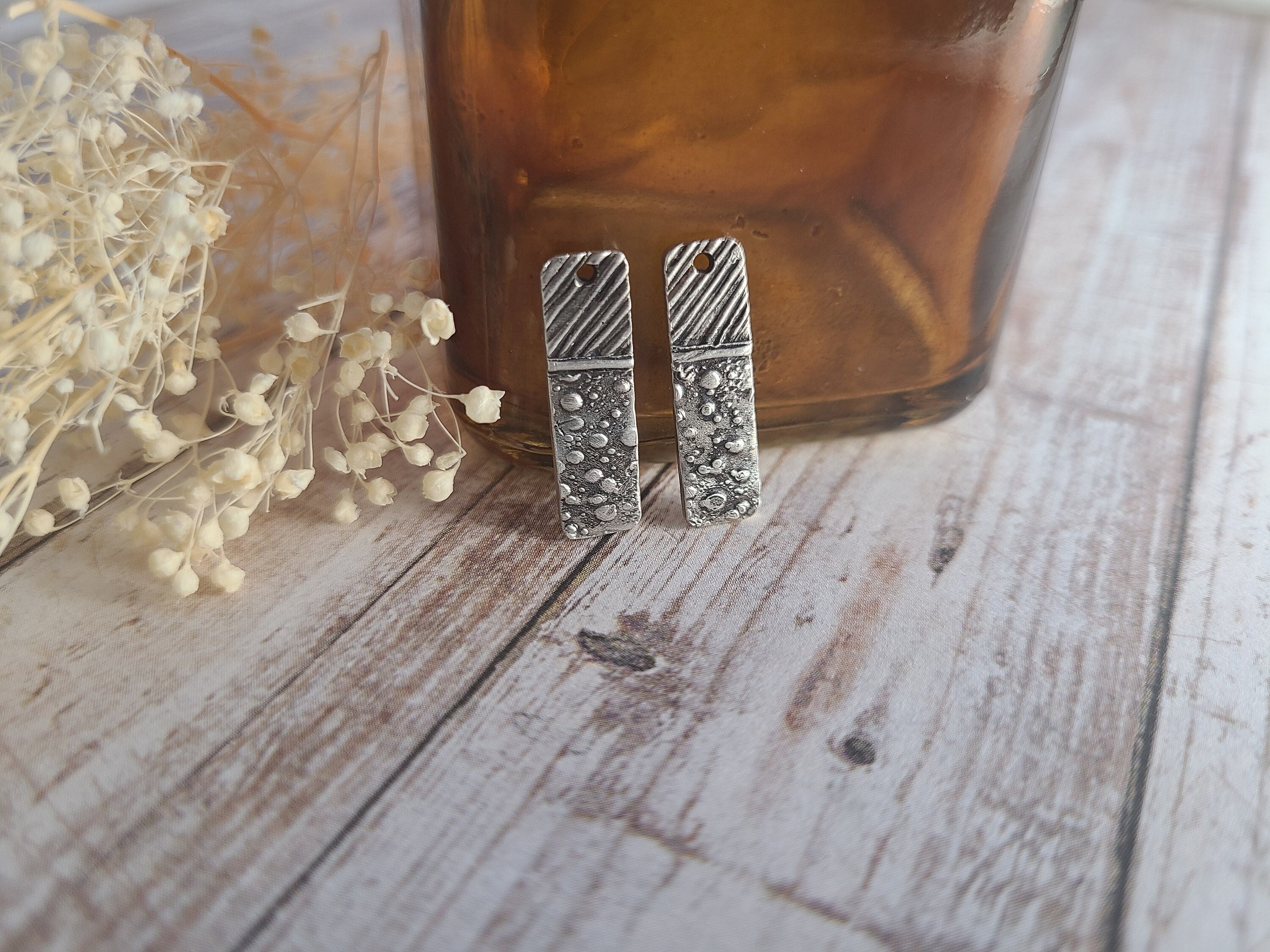 Artisan Fine Silver Earring Charms Earring Pair Silver Findings Silver ...