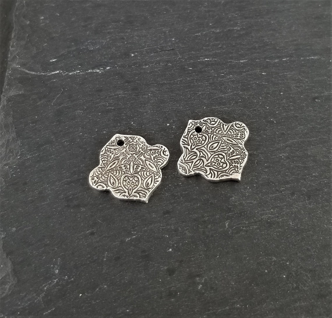 Artisan Fine Silver Earring Charms Earring Pair Silver Findings Silver ...