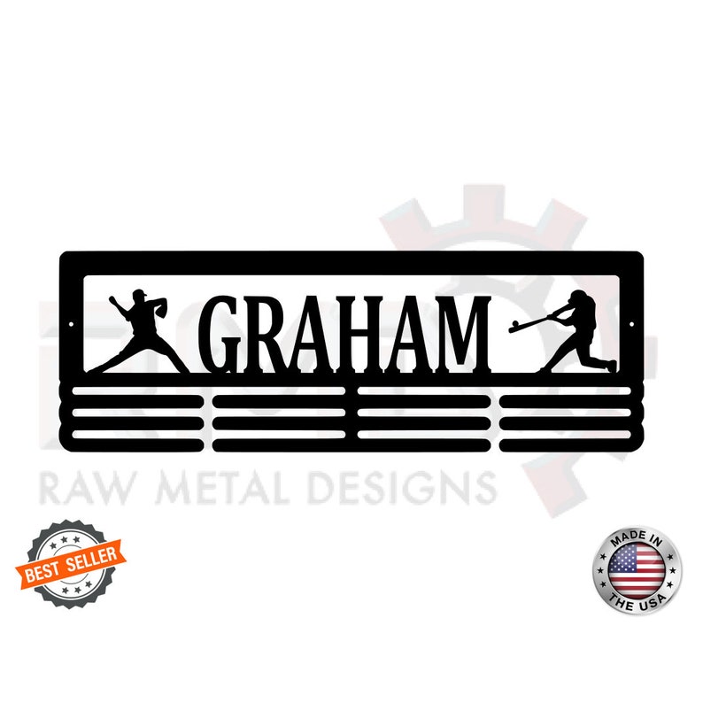 Baseball Custom Name Trophy Shelf and Medal Hanger - Medal Holder ...