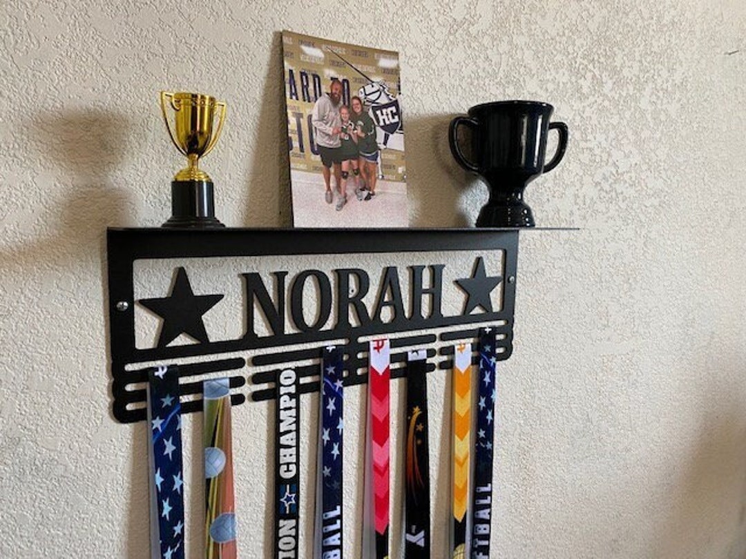 Stars Custom Name Trophy Shelf and Medal Hanger - Medal Holder Custom ...