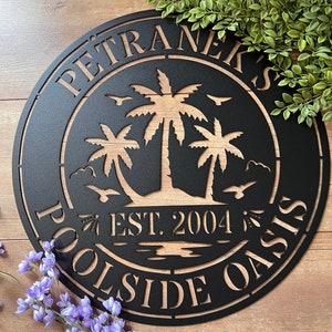 Hanging Metal Poolside Sign With Mounting Bracket | Metal Swimming Pool ...