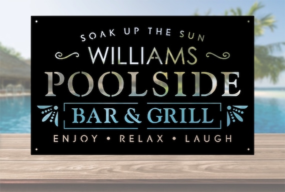 Personalized Metal Poolside Sign Metal Swimming Pool Sign - Etsy