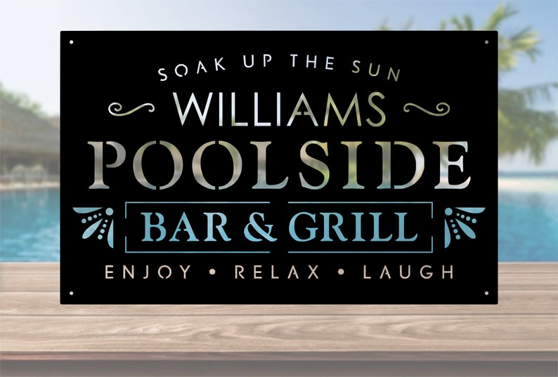 Personalized Metal Poolside Sign Metal Swimming Pool Sign - Etsy