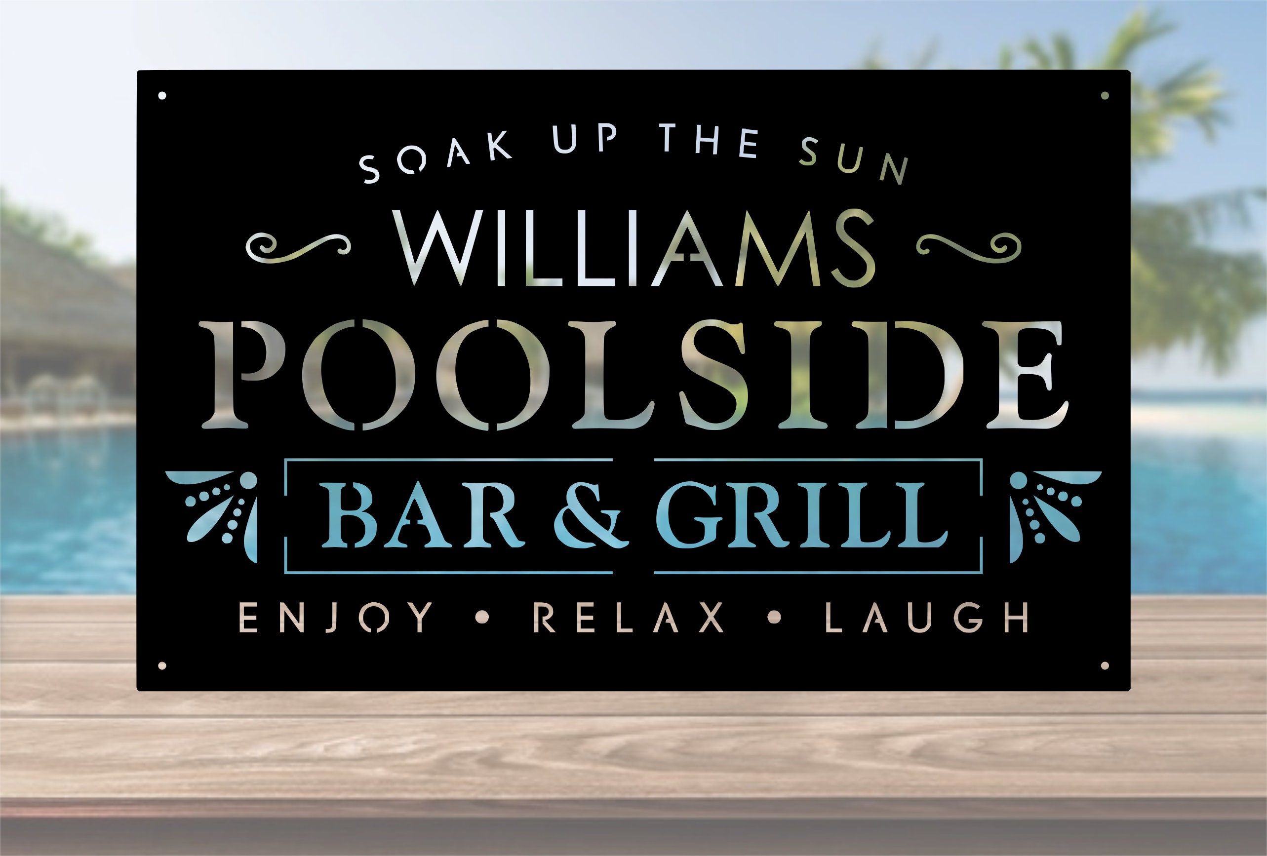 Personalized Metal Poolside Sign | Metal Swimming Pool Sign | Metal ...
