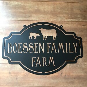 Metal FARM SIGN ,barn and Cow - Personalized Family Name Metal Sign ...