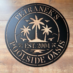 Hanging Metal Poolside Sign With Mounting Bracket | Metal Swimming Pool ...