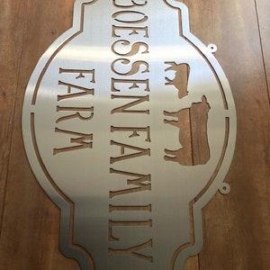 Metal FARM SIGN ,barn and Cow - Personalized Family Name Metal Sign ...