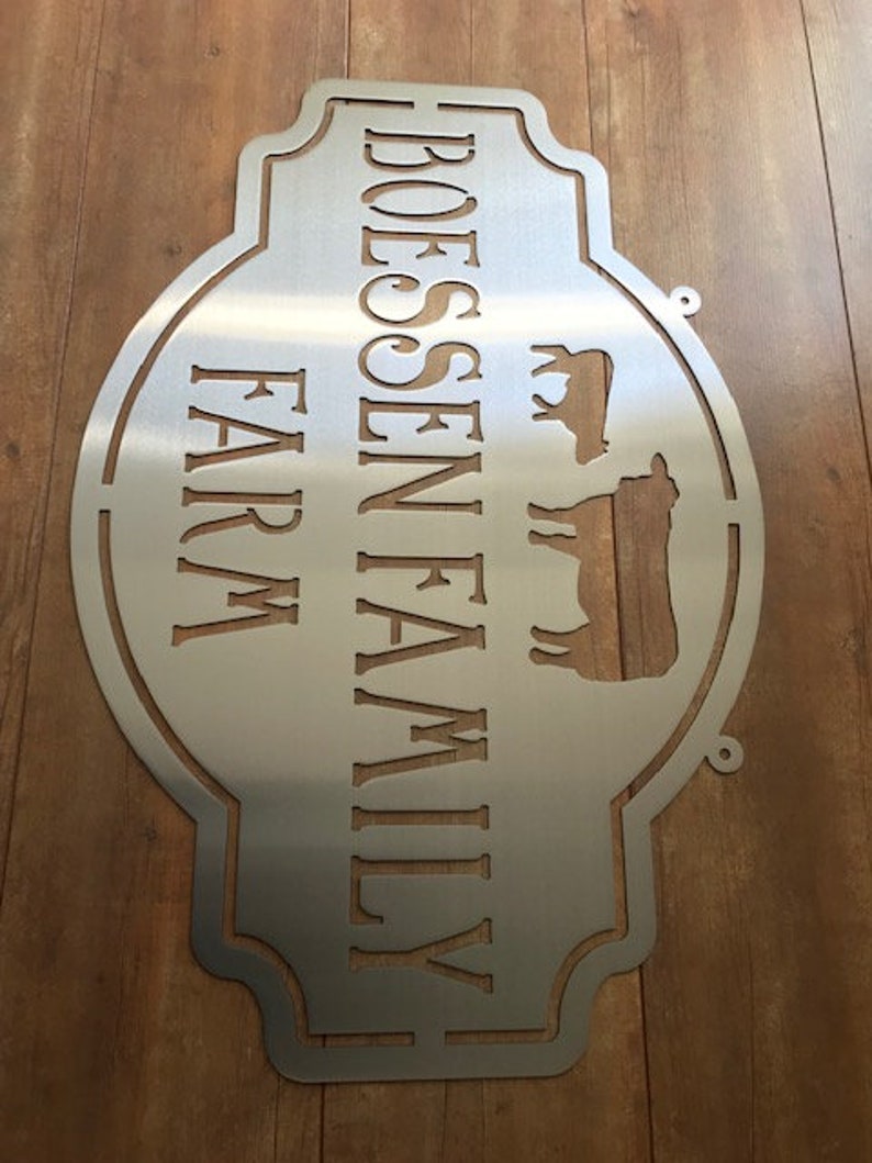 Metal FARM SIGN barn and Cow Personalized Family Name Metal - Etsy