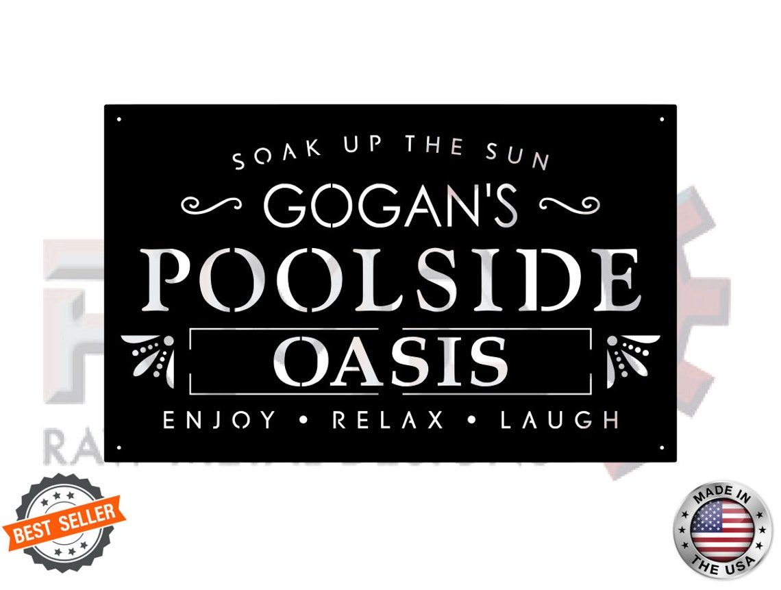 Personalized Metal Poolside Sign | Metal Swimming Pool Sign | Metal ...
