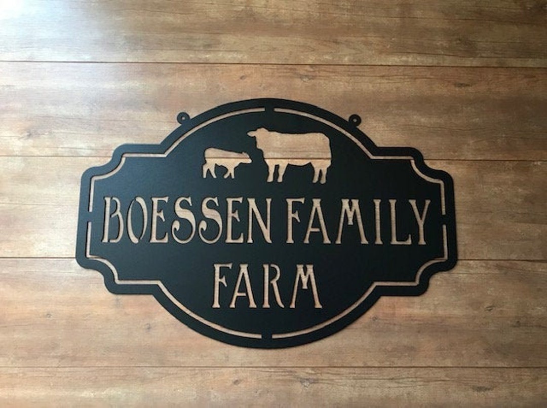 Metal FARM SIGN ,barn and Cow - Personalized Family Name Metal Sign ...