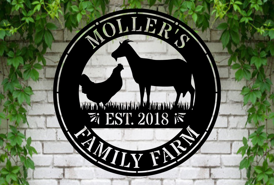 Custom Chicken and Goat Sign Personalized | Goat and Chicken Metal Wall ...