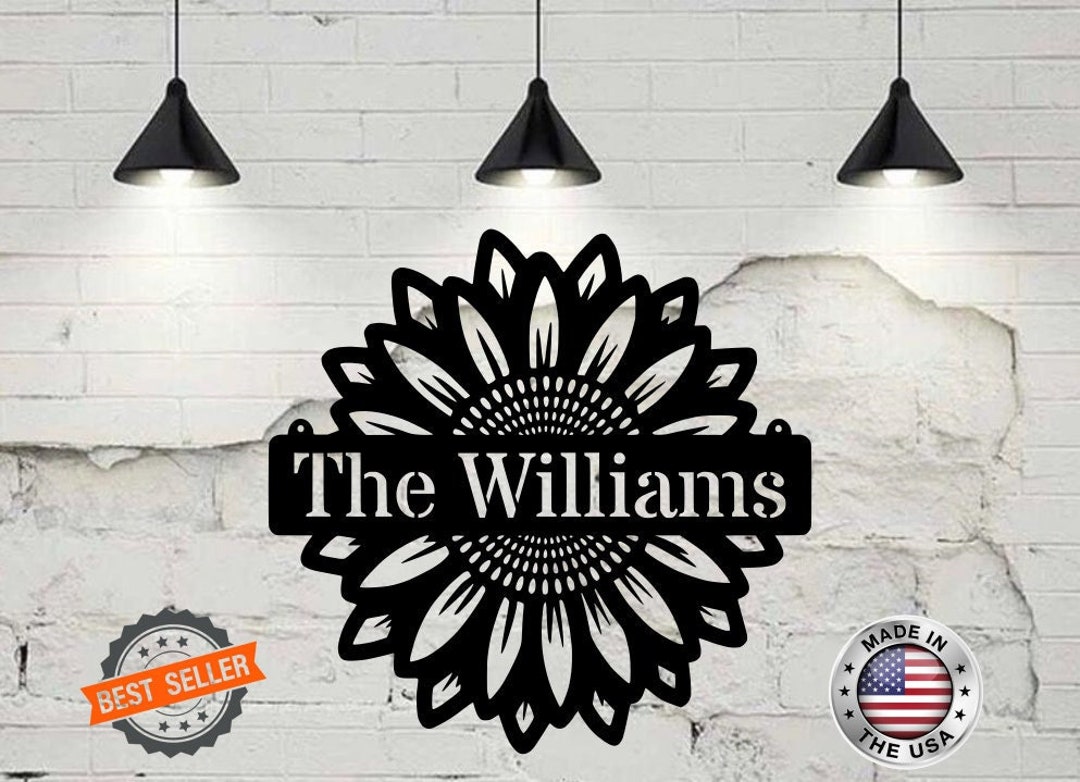 Personalized Sun Flower Monogram Metal Sign, Flower Sign, Spring Sign ...