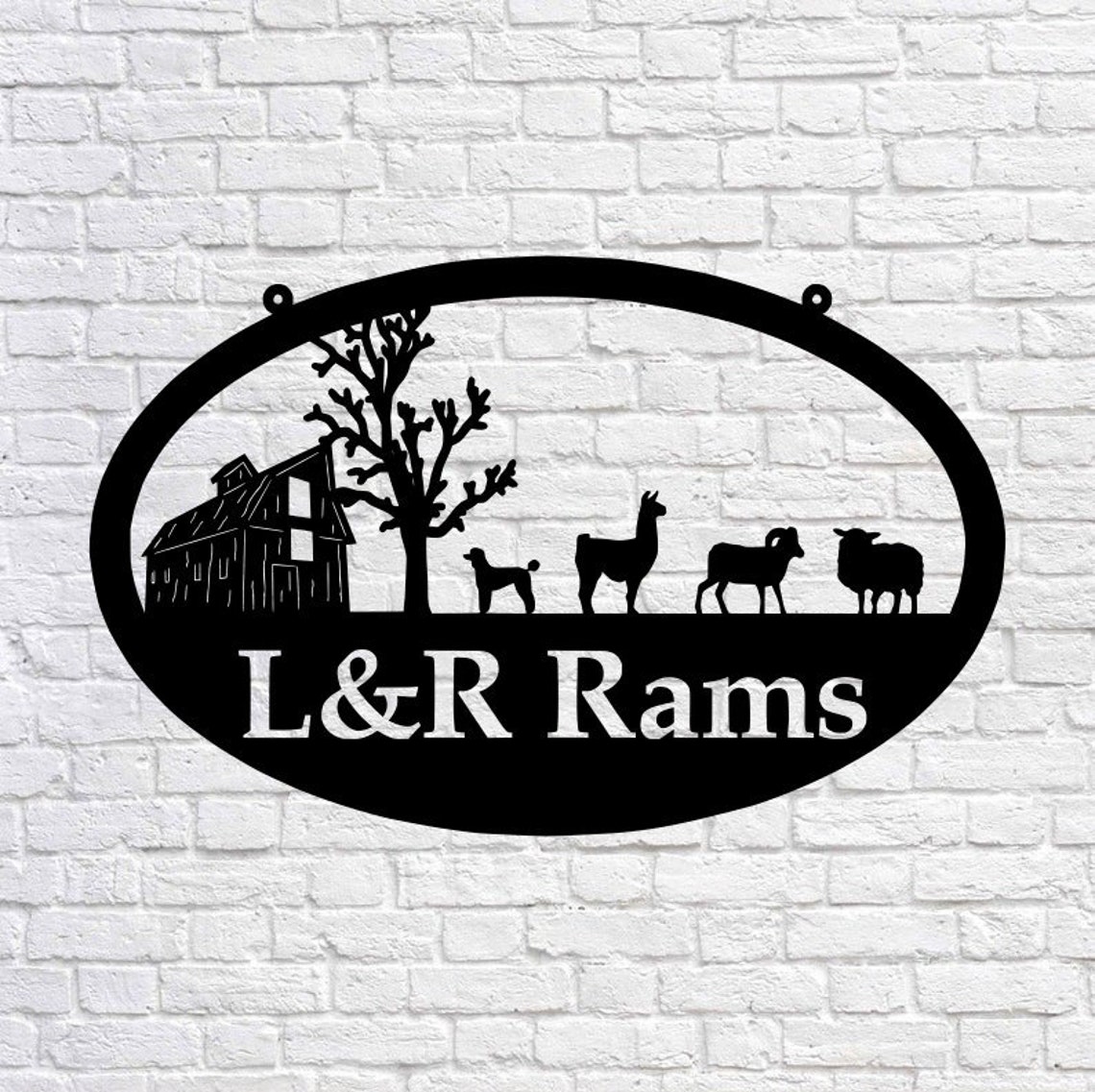 Metal FARM SIGN Barn and Llama Dog Ram and Sheep - Etsy