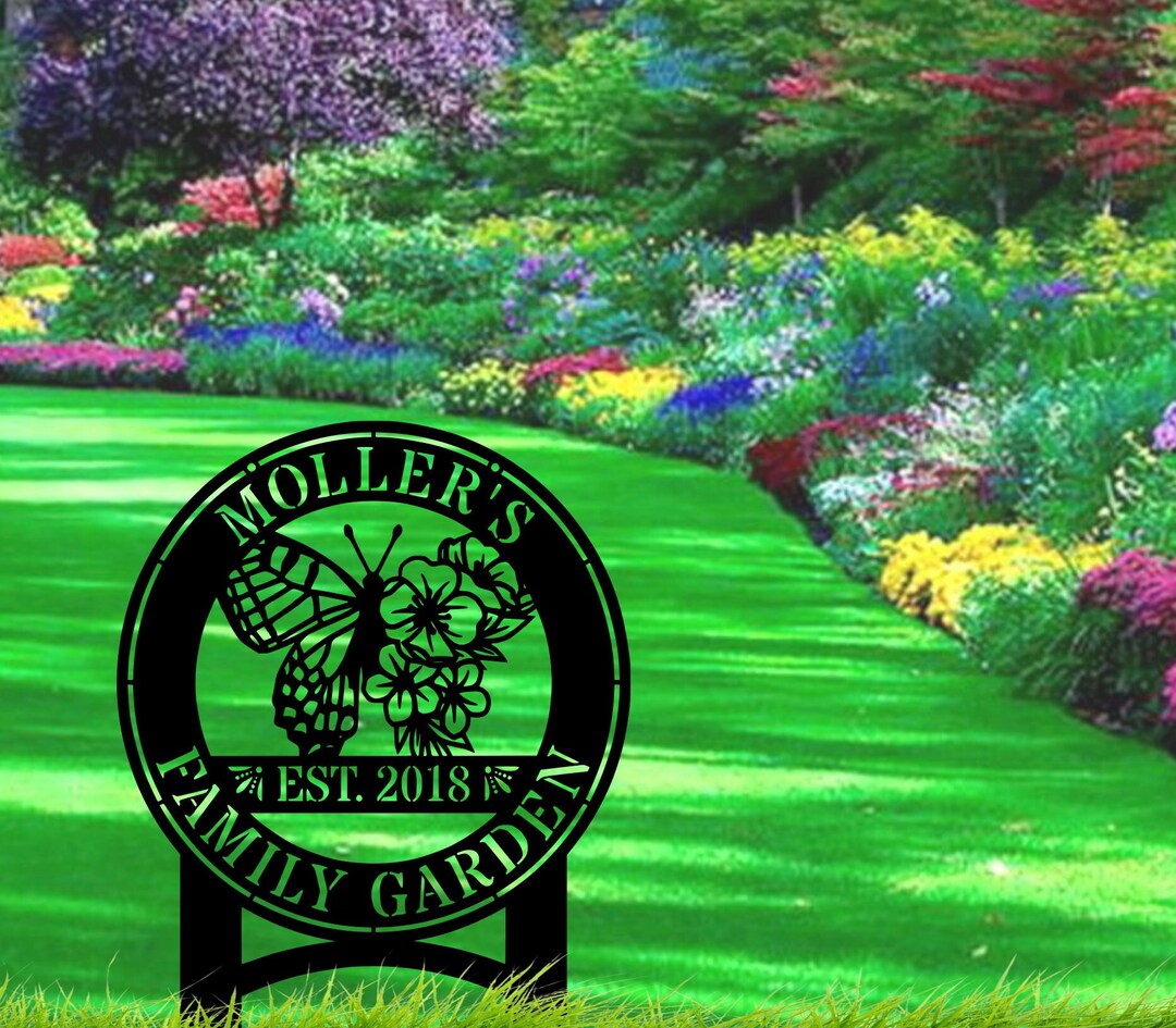 Butterfly Garden Sign With Stakes Custom Name, Custom Butterfly Metal ...