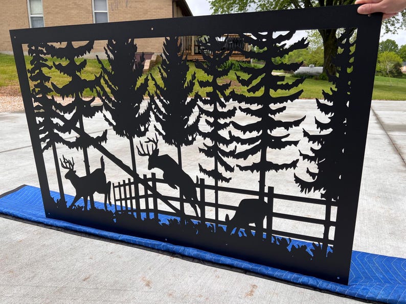 Deer Scenery Railing Metal Insert, Metal Panel, Metal Privacy Screen ...