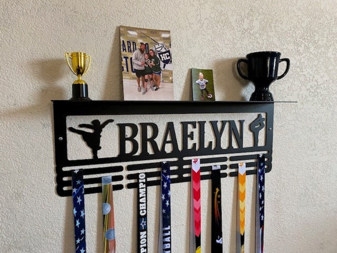 Dance Custom Name Trophy Shelf and Medal Hanger - Medal Holder Custom ...