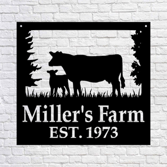 Metal FARM SIGN Custom Cow and Calf Sign Personalized - Etsy