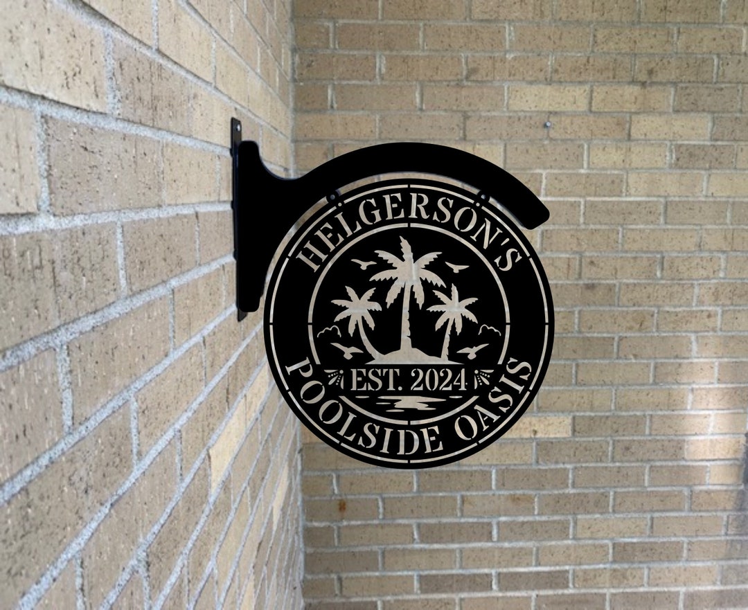Hanging Metal Poolside Sign With Mounting Bracket Metal Swimming Pool ...