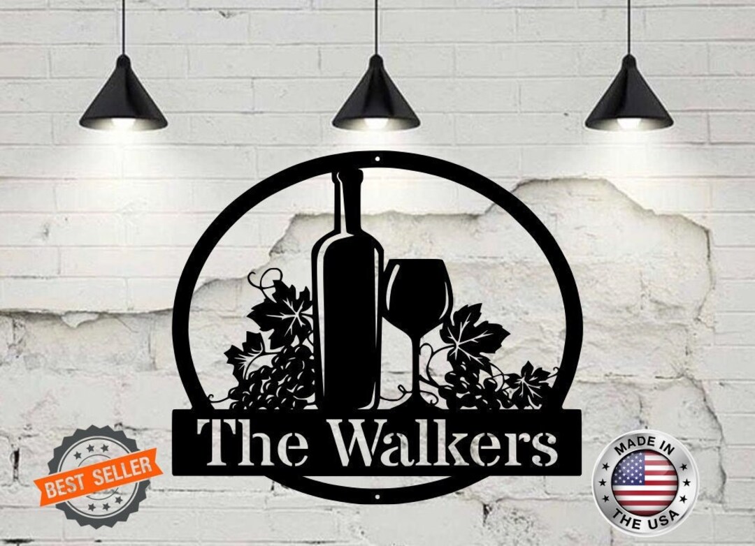 Personalized Wine Sign, Metal Wine Name Sign, Mothers Day Gift, Kitchen ...